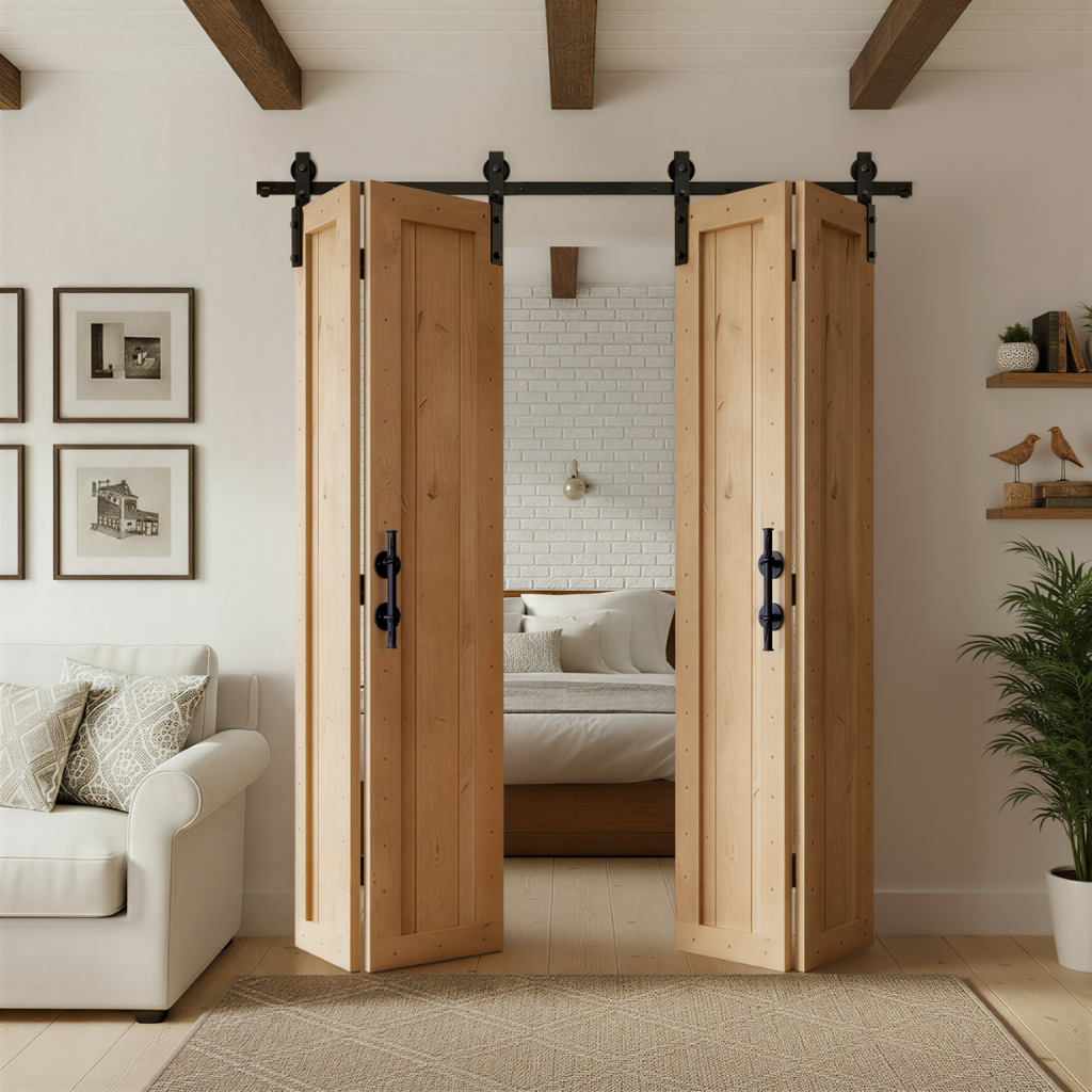 Front Mount Double Bifold Barn Door Hardware Kit – Dusty's Rustic ...