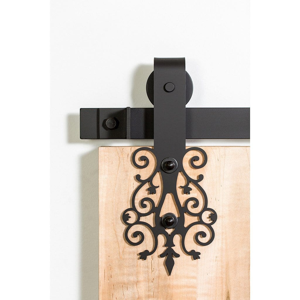 Leatherneck Wrought Iron Single Barn Door Hardware Kit, 8' Track, Flat ...